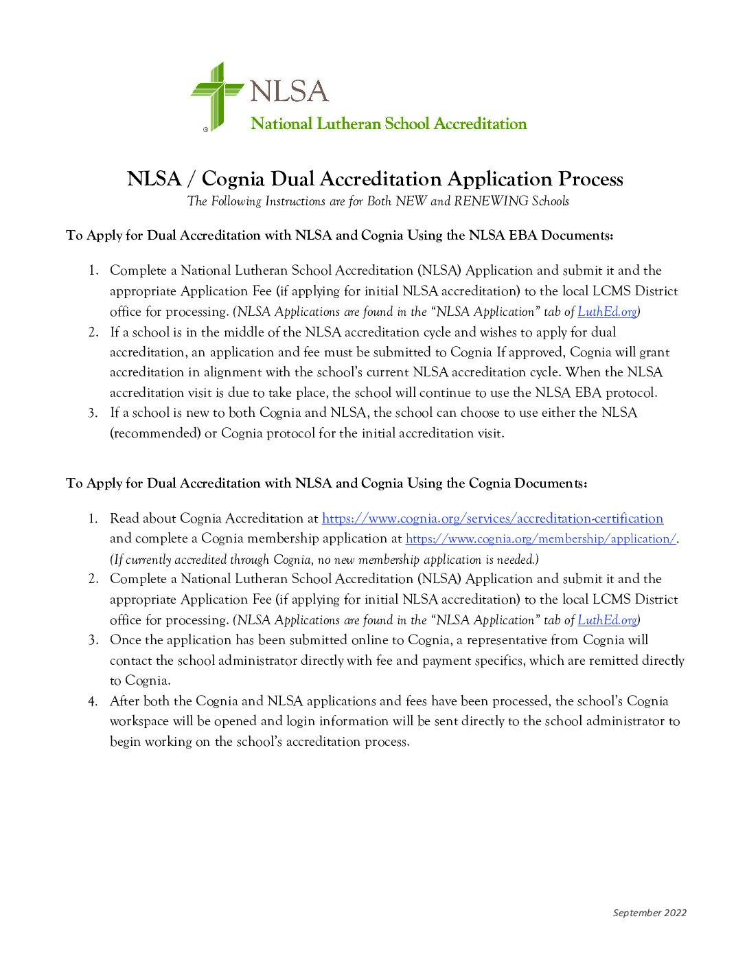 NLSA-Cognia Dual Accreditation Process 9-2022 | LuthEd